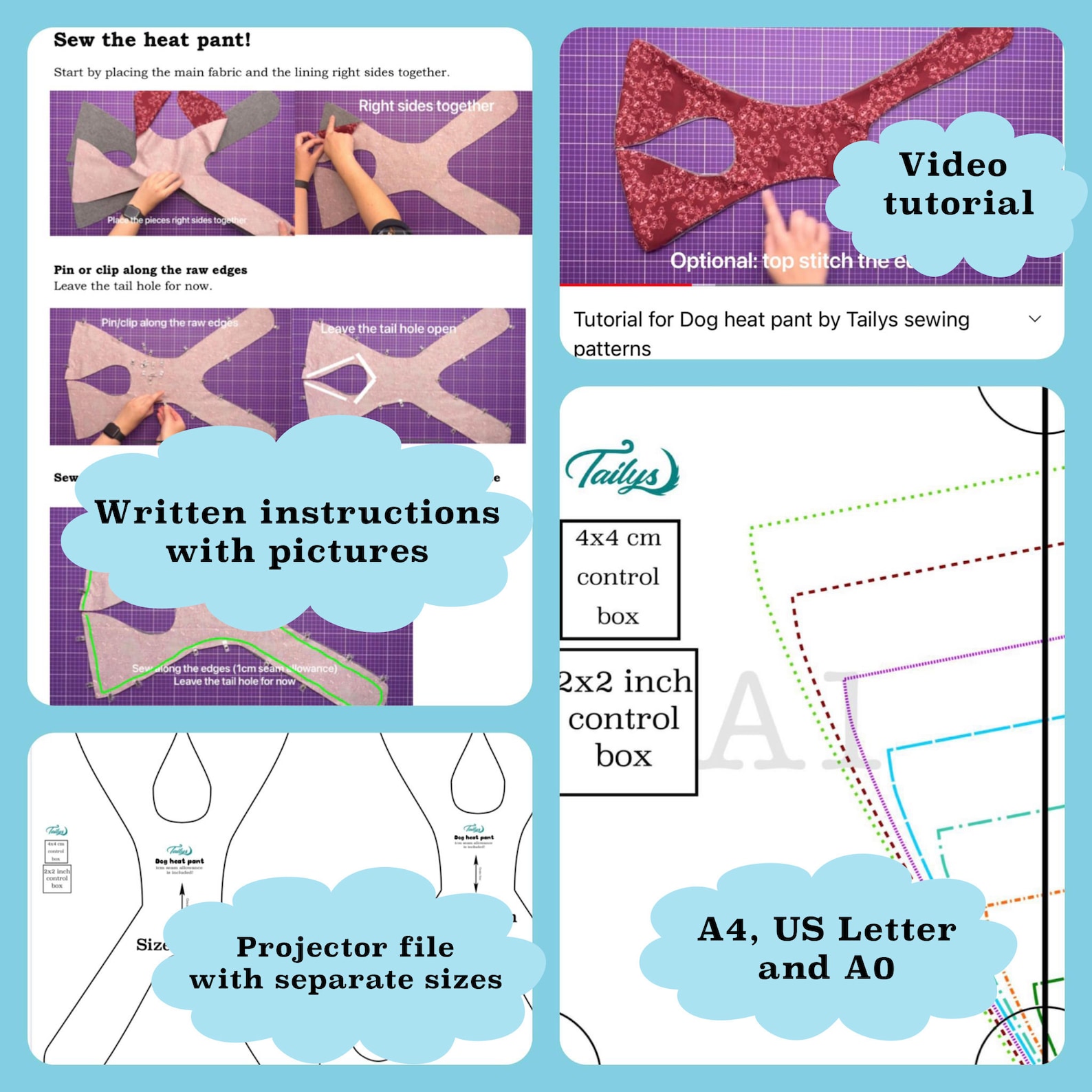 Dog Heat Pant PDF Sewing Pattern Multiple Sizes 20-60cm/7-23inches With ...