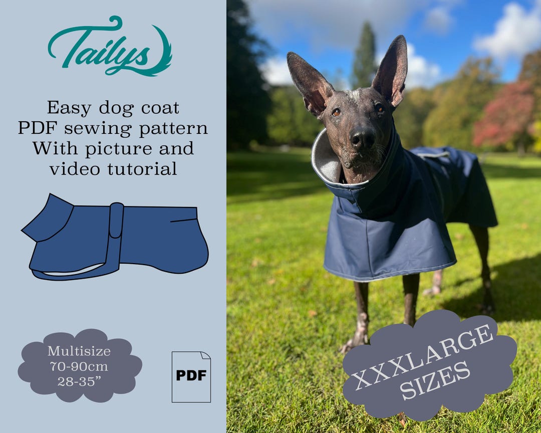 Easy Dog Coat PDF Sewing Pattern Multiple Sizes 70-90cm/28-35inches ...