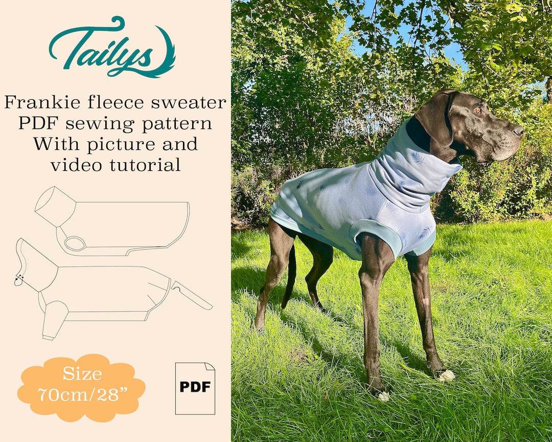 70cm/28inch Frankie Fleece Sweater for Your Dog PDF Sewing Pattern With ...