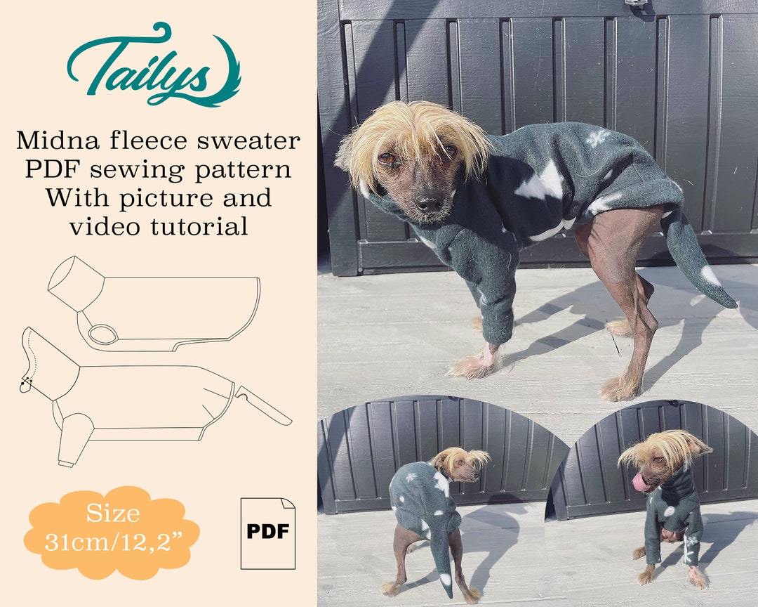 31cm/12,2inch Midna Fleece Sweater for Your Dog PDF Sewing Pattern With ...