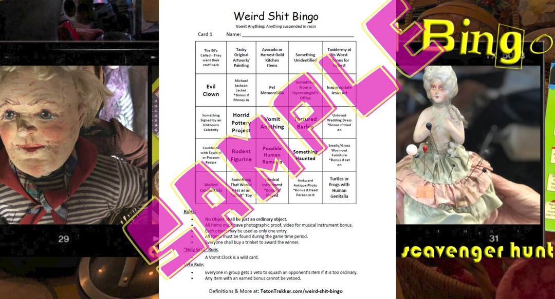 Weird Sh-t Bingo Cards PDF - Etsy