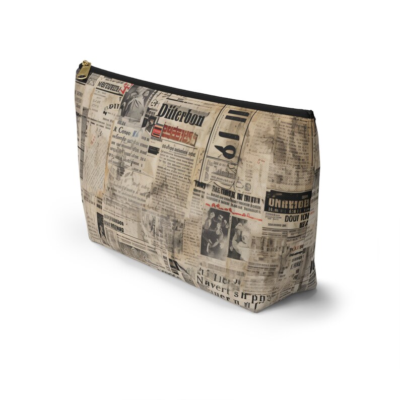 Old Newspaper Pouch With T-bottom Simple Zipper Make up Bag With Retro ...