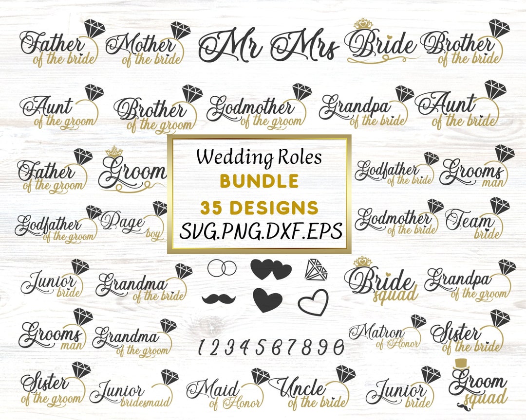 Wedding Party SVG Bundle Wedding Sings Svg-mr and Mrs Svg Bridal Party ...