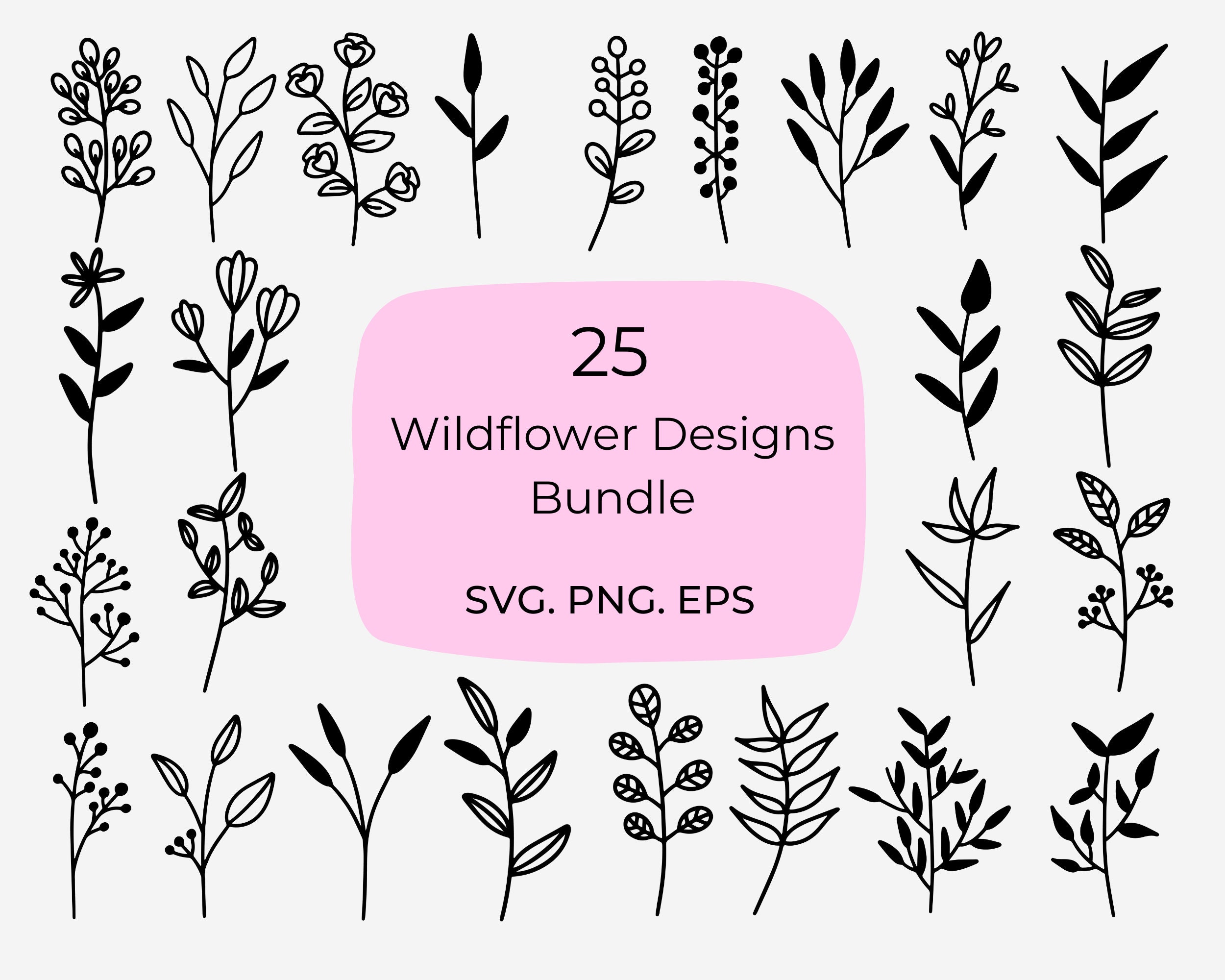 Wildflower Bundle Svg Flower Svg Bundle Floral Svg Bundle Plant Svg