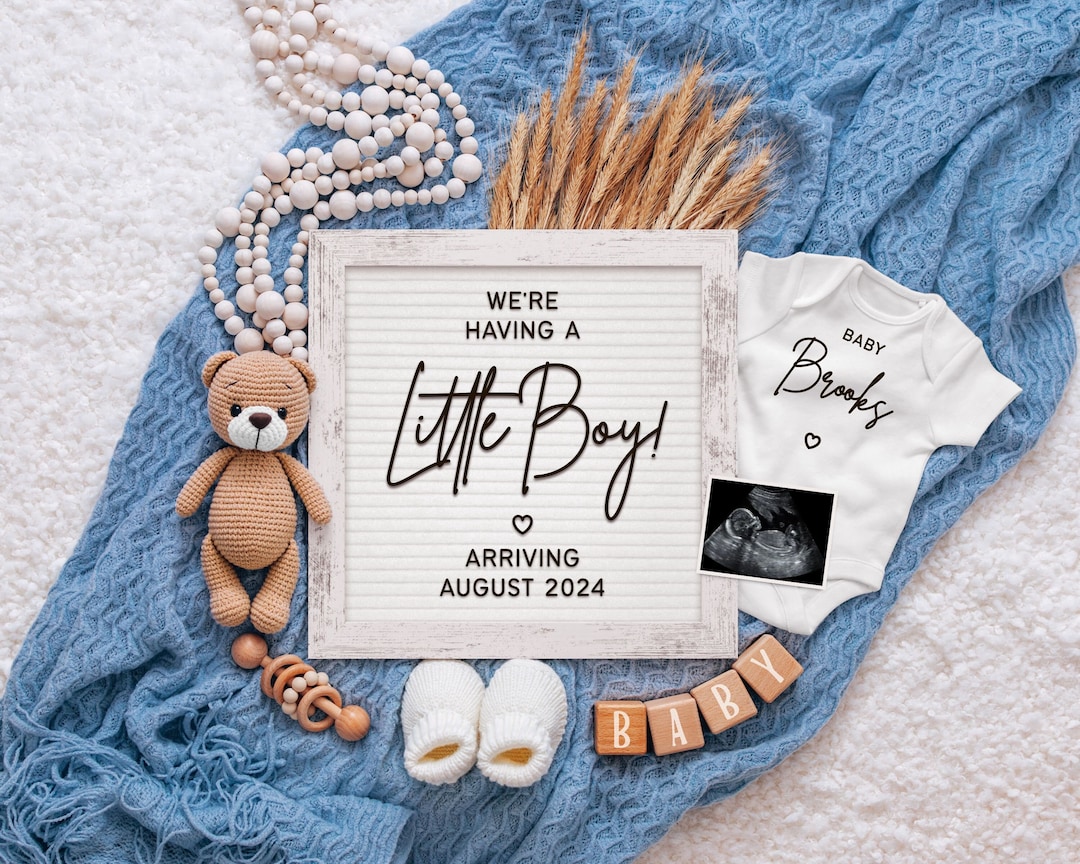 Baby Boy Announcement Digital, It's a Boy Pregnancy Announcement ...
