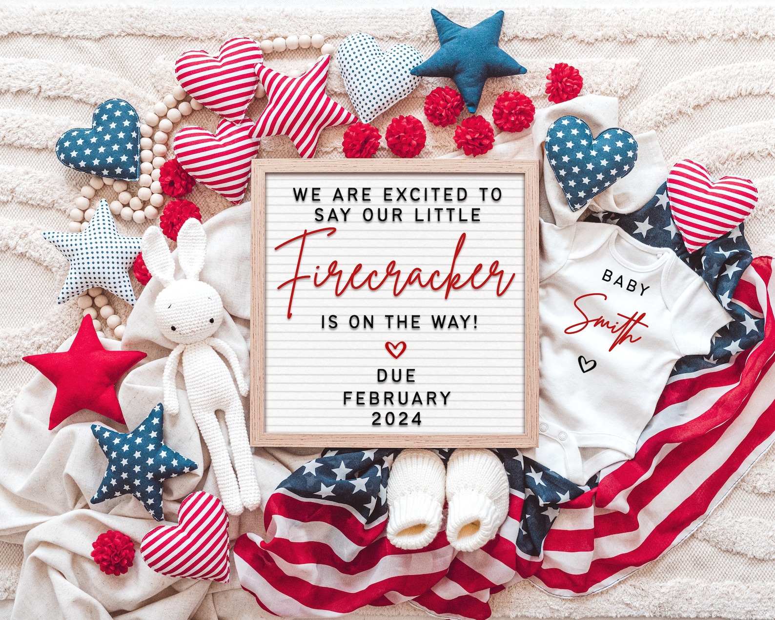 4th of July Pregnancy Announcement Digital for Social Media Instagram ...