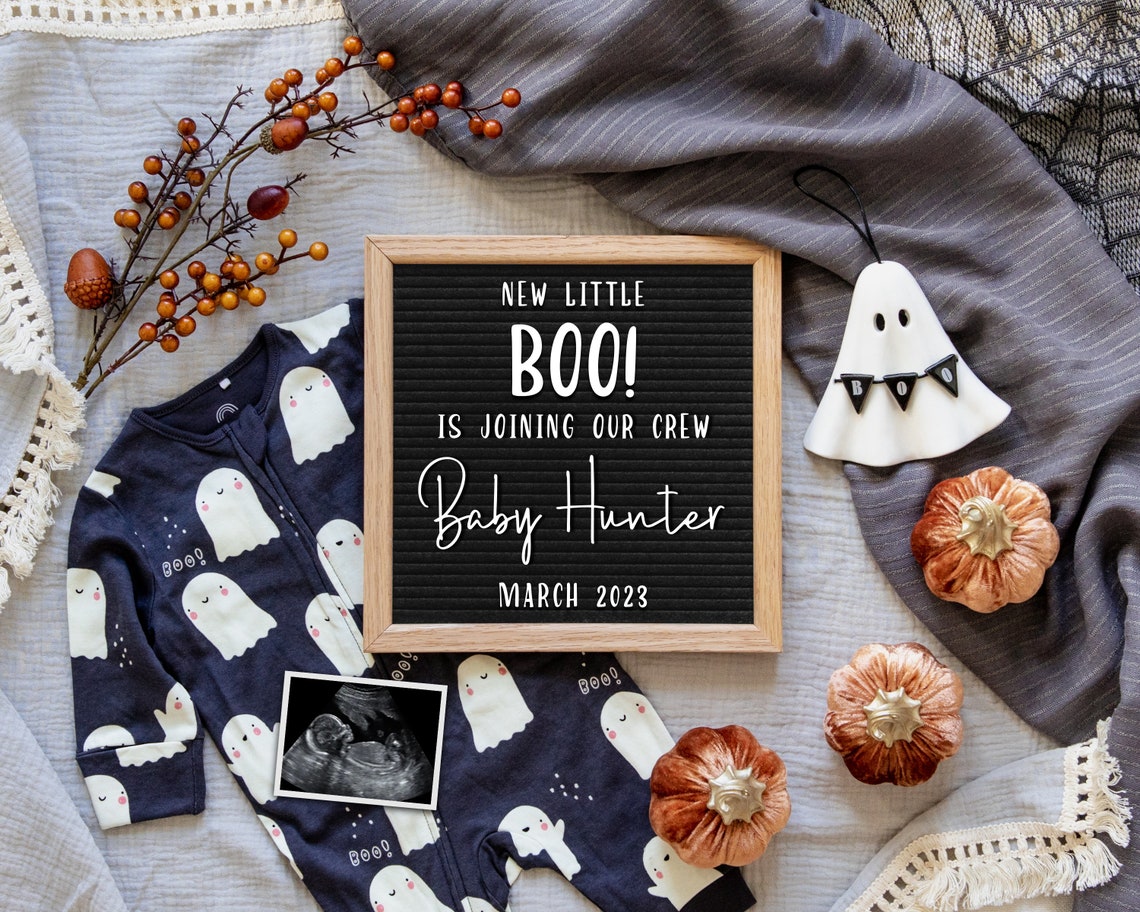 Halloween Boy Pregnancy Announcement Digital Halloween Baby - Etsy