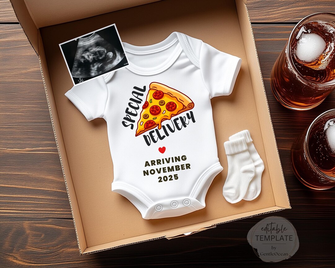 Pizza Baby Announcement Digital Pregnancy Reveal, Special Delivery ...