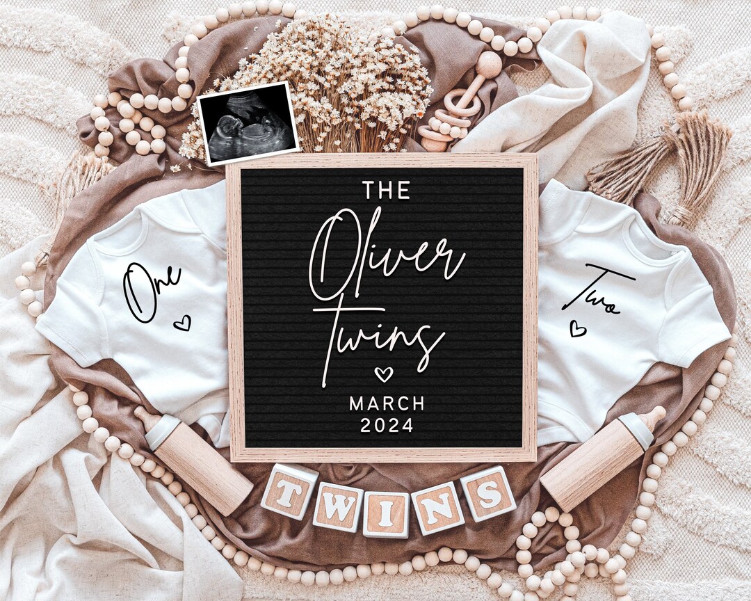Twins Pregnancy Announcement Digital Personalized Template for Social ...