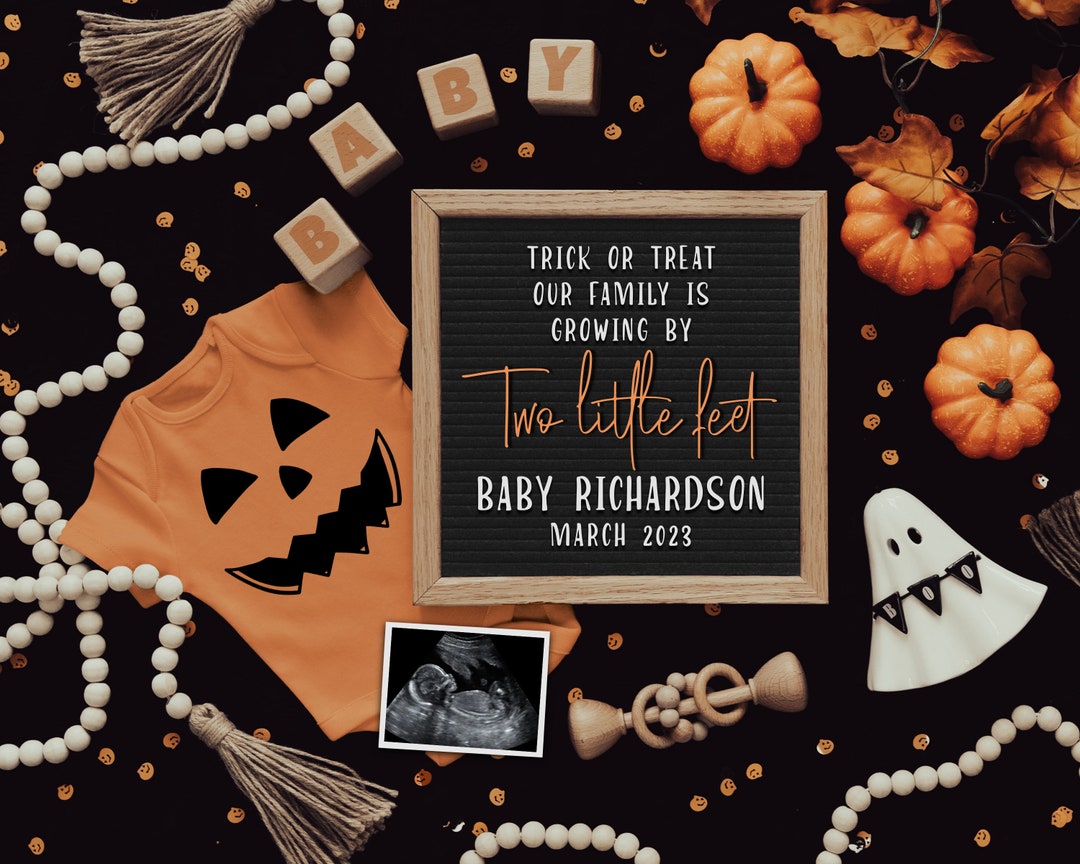 Halloween Baby Announcement Digital, Halloween Digital Pregnancy ...