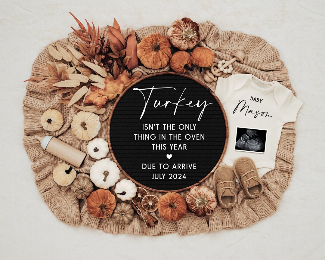 Thanksgiving Pregnancy Announcement Digital Gender Neutral - Etsy