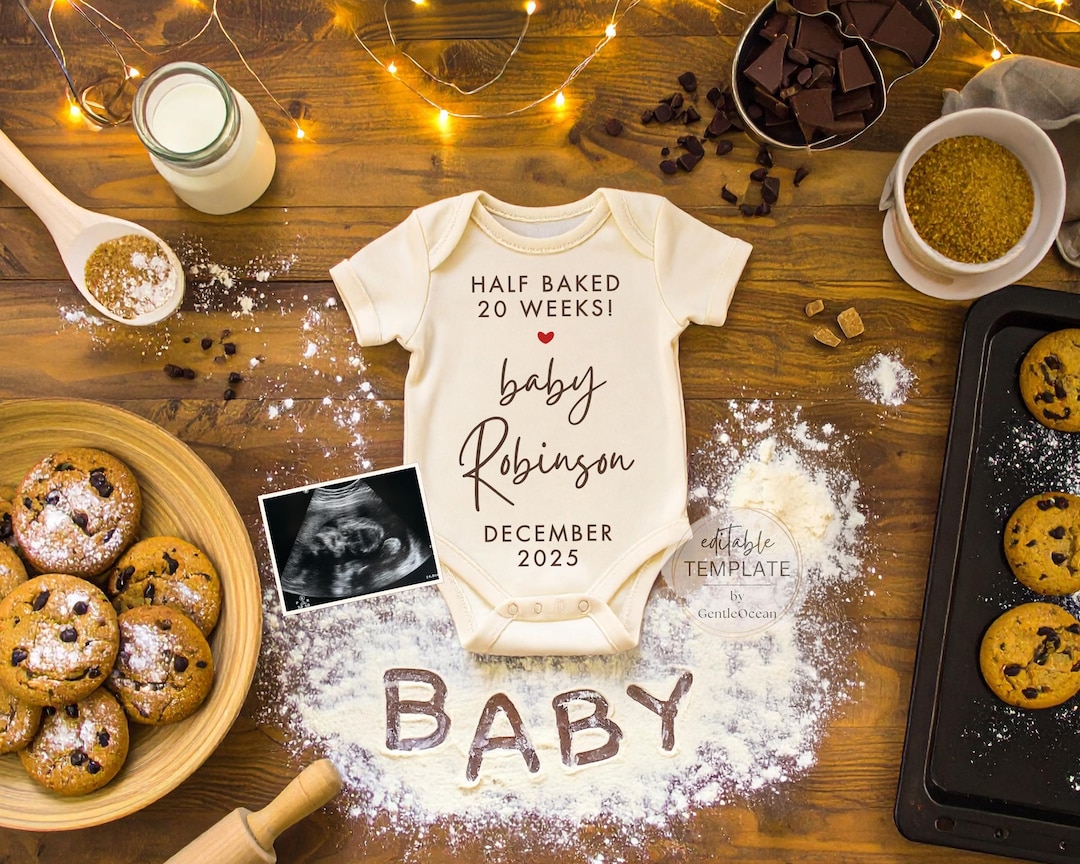 20 Weeks Baby Announcements, Half Baked Pregnancy Announcements Simple ...