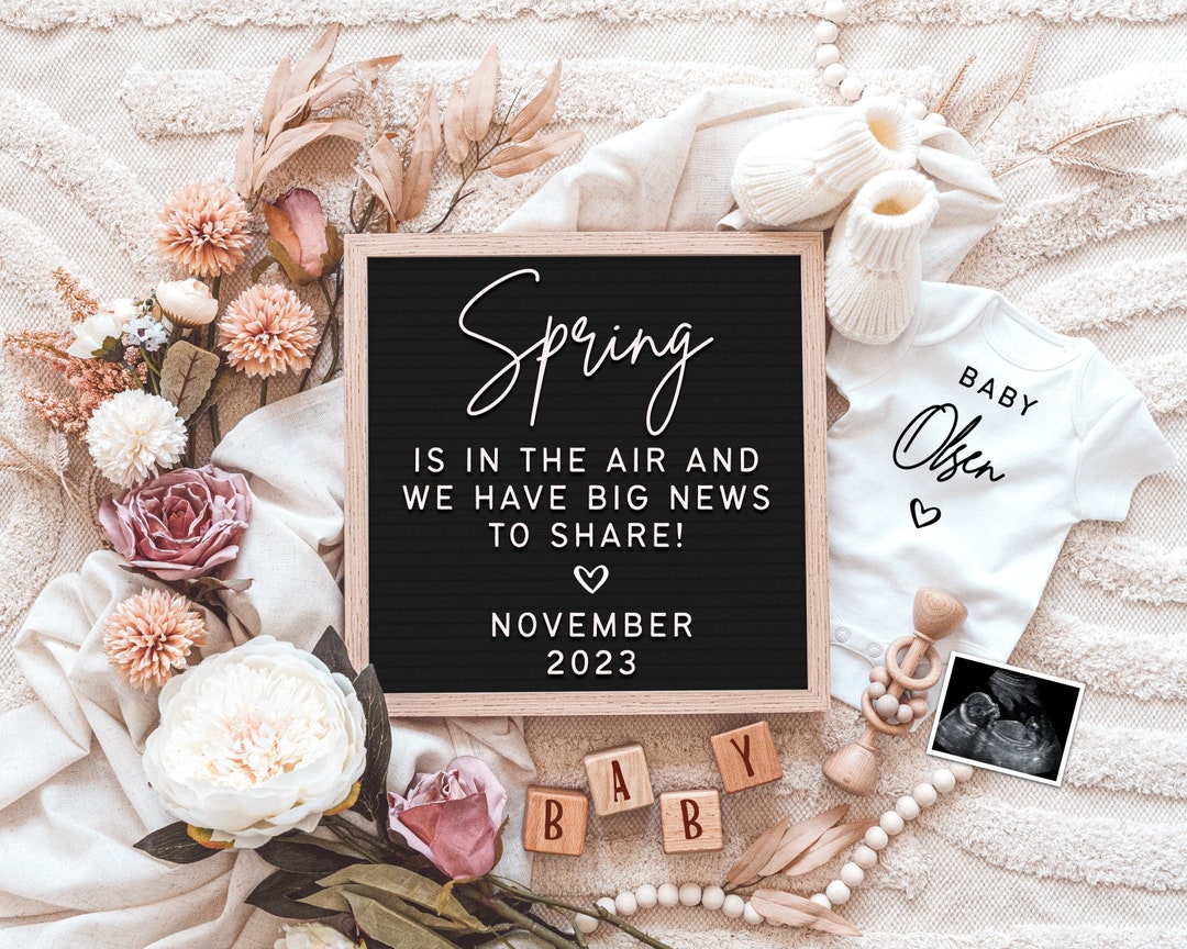 Spring Pregnancy Announcement Digital Editable Template for Social ...