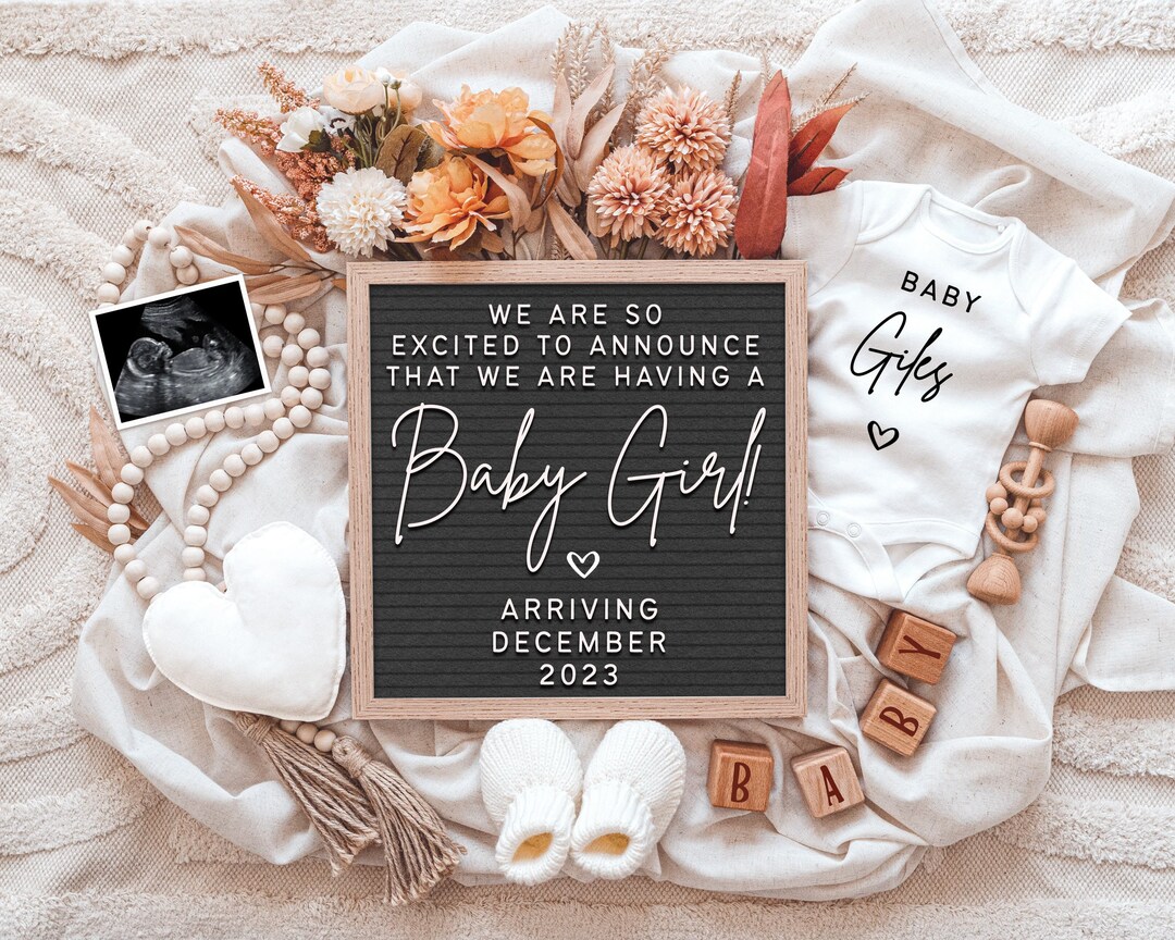 Girl Pregnancy Announcement Digital Editable Template for Social Media ...
