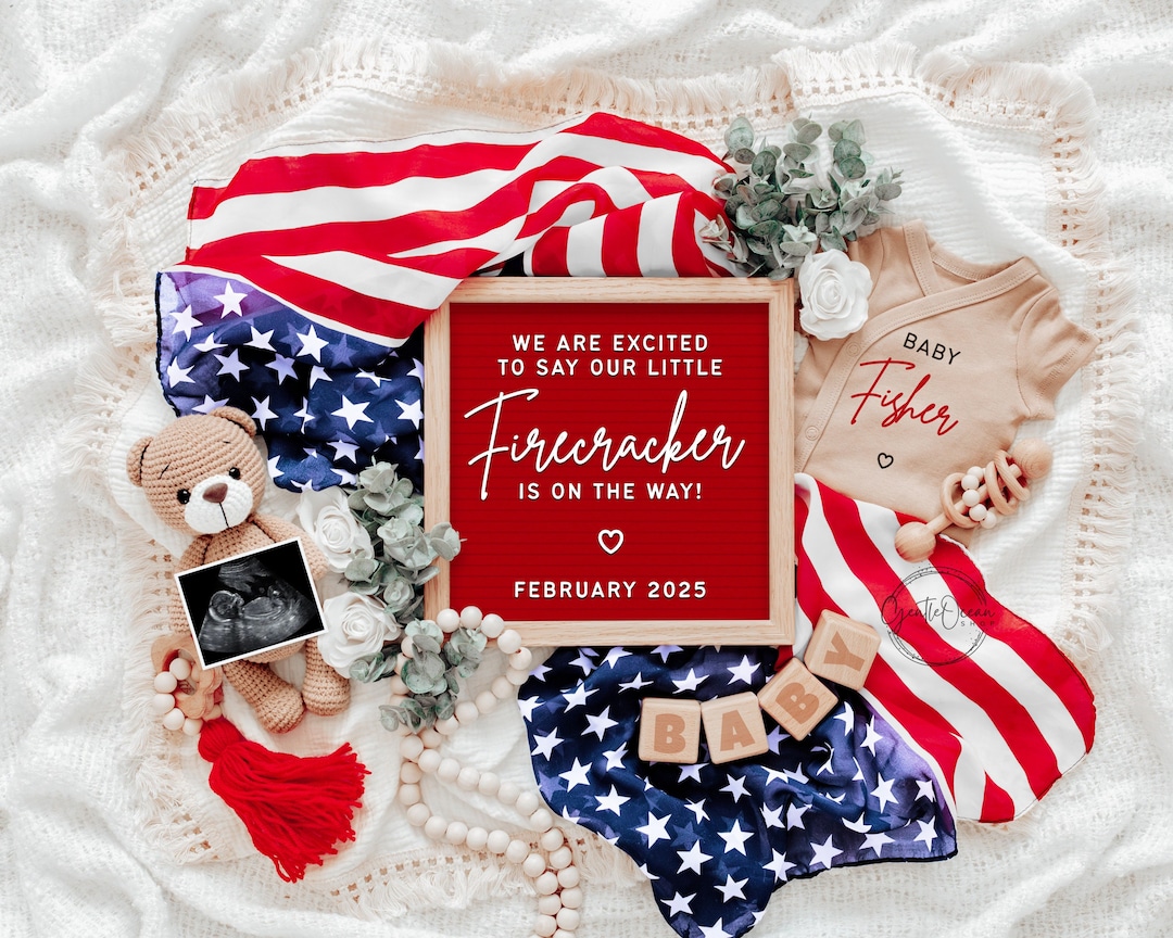 Fourth of July Pregnancy Announcement: Patriotic Baby Reveal (digital ...
