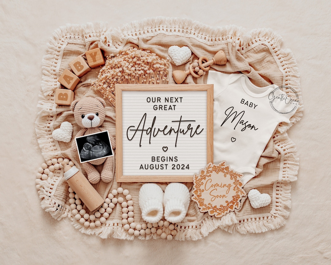 Editable Pregnancy Announcement Digital, Cute Baby Announcement ...