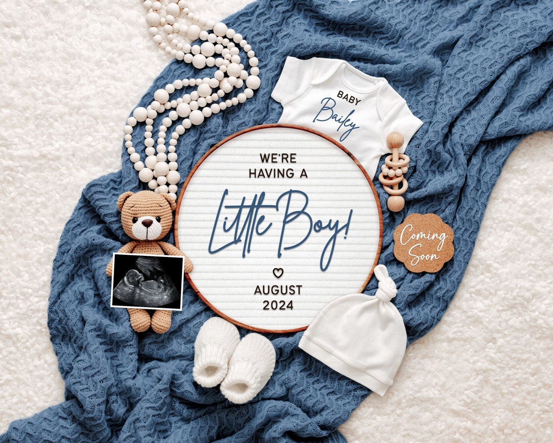 Little Boy Pregnancy Announcement Digital, Its A Boy Announcement ...