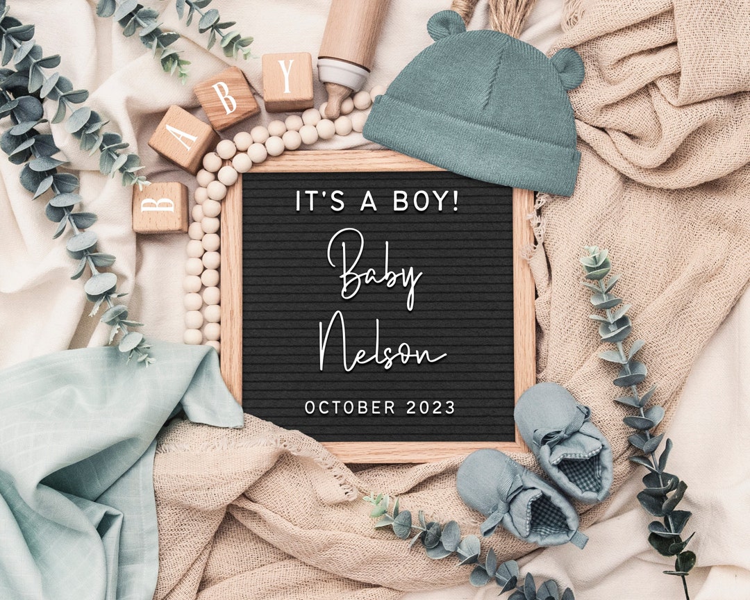 Baby Boy Announcement Digital Editable Template, It's a Boy Pregnancy ...