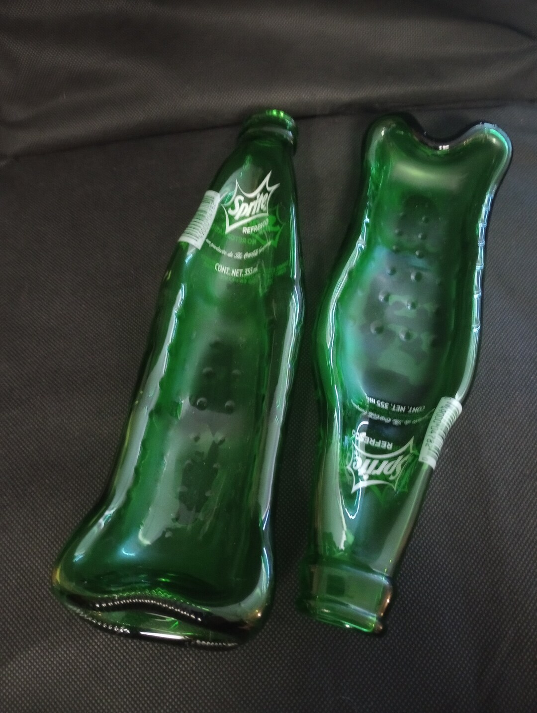 Beautiful Slumped Glass Sprite Bottle, Glass Dish, Glass Ashtray ...