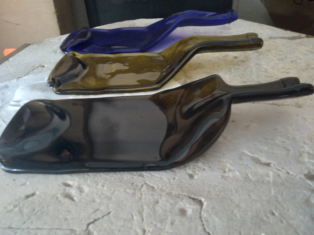 Slumped Wine Bottle, Melted Bottle Art, Glass Bottle Serving Tray ...