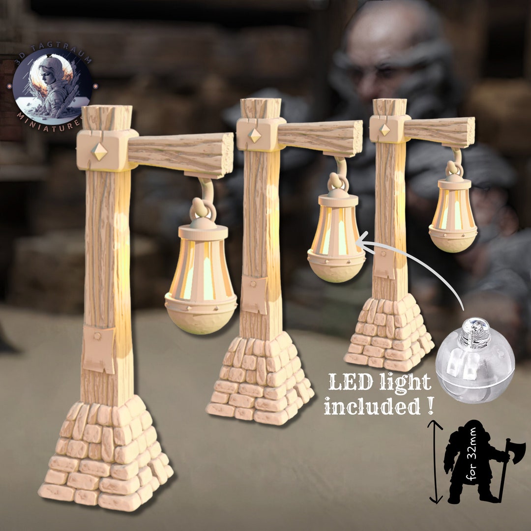 Dnd Lantern SET Antique LED Fire Lantern Lamp for Tabletop Fantasy, RPG ...
