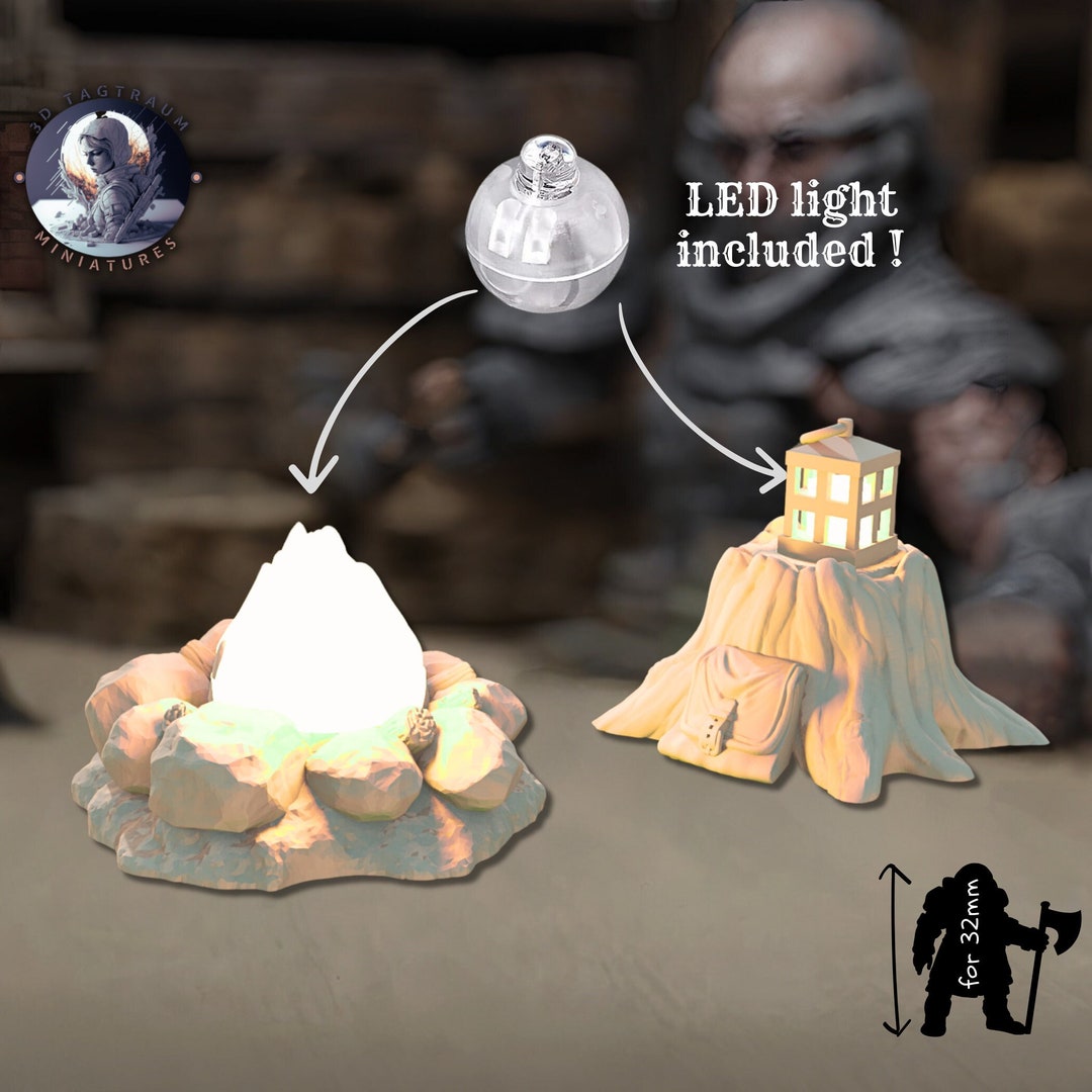 Set Pieces Dnd: LED Fire Pit and Lantern Light Scenary for Tabletop ...