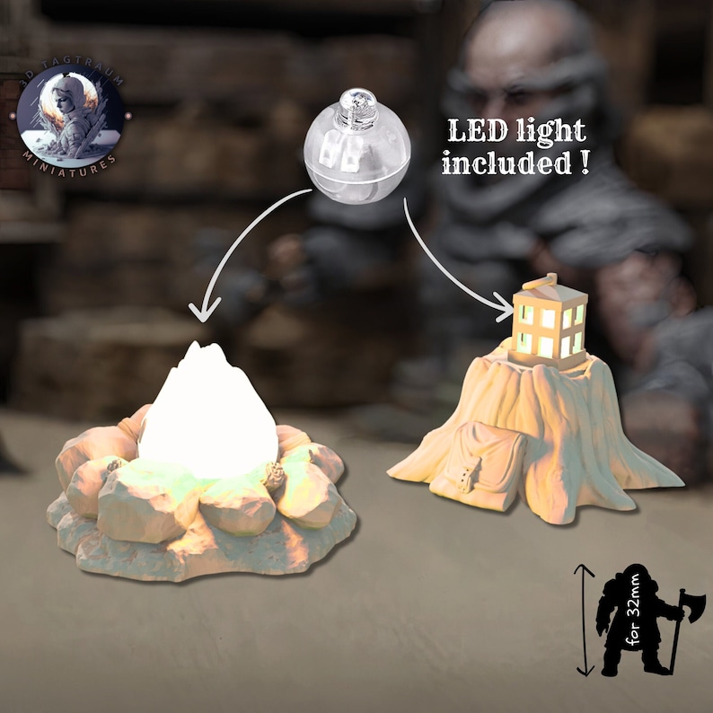 Set Pieces Dnd: LED Fire Pit and Lantern Light Scenary for Tabletop ...
