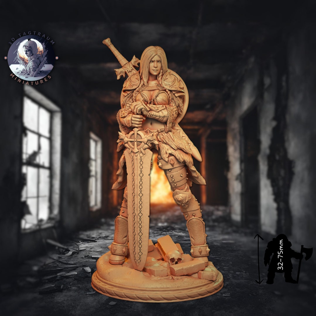 Dnd Powerful Fighter Miniature Gaedel With Sword for Dungeons and ...