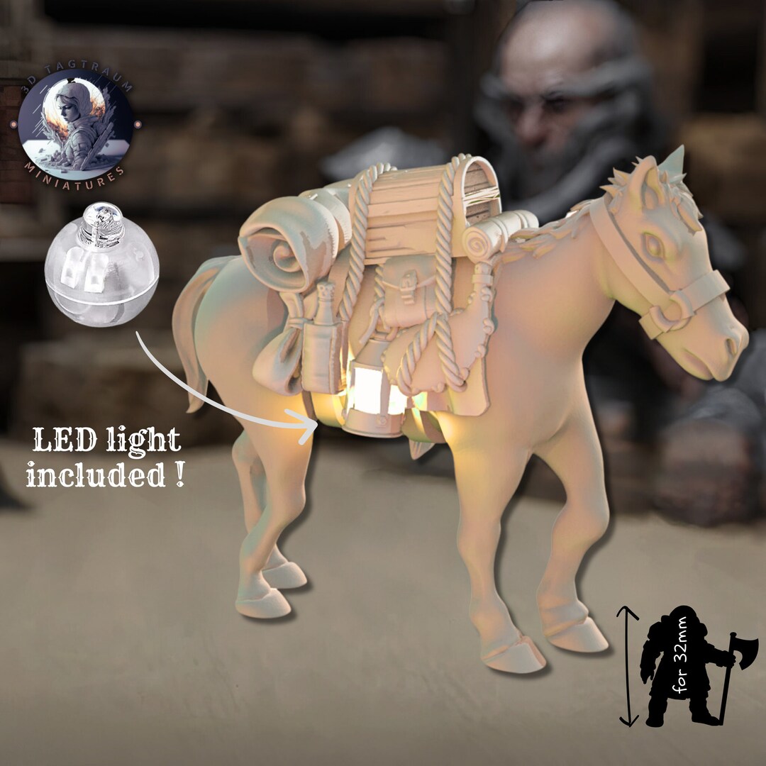 Donkey Dnd Farm Animal With LED Lantern for Tabletop Fantasy, RPG Games ...