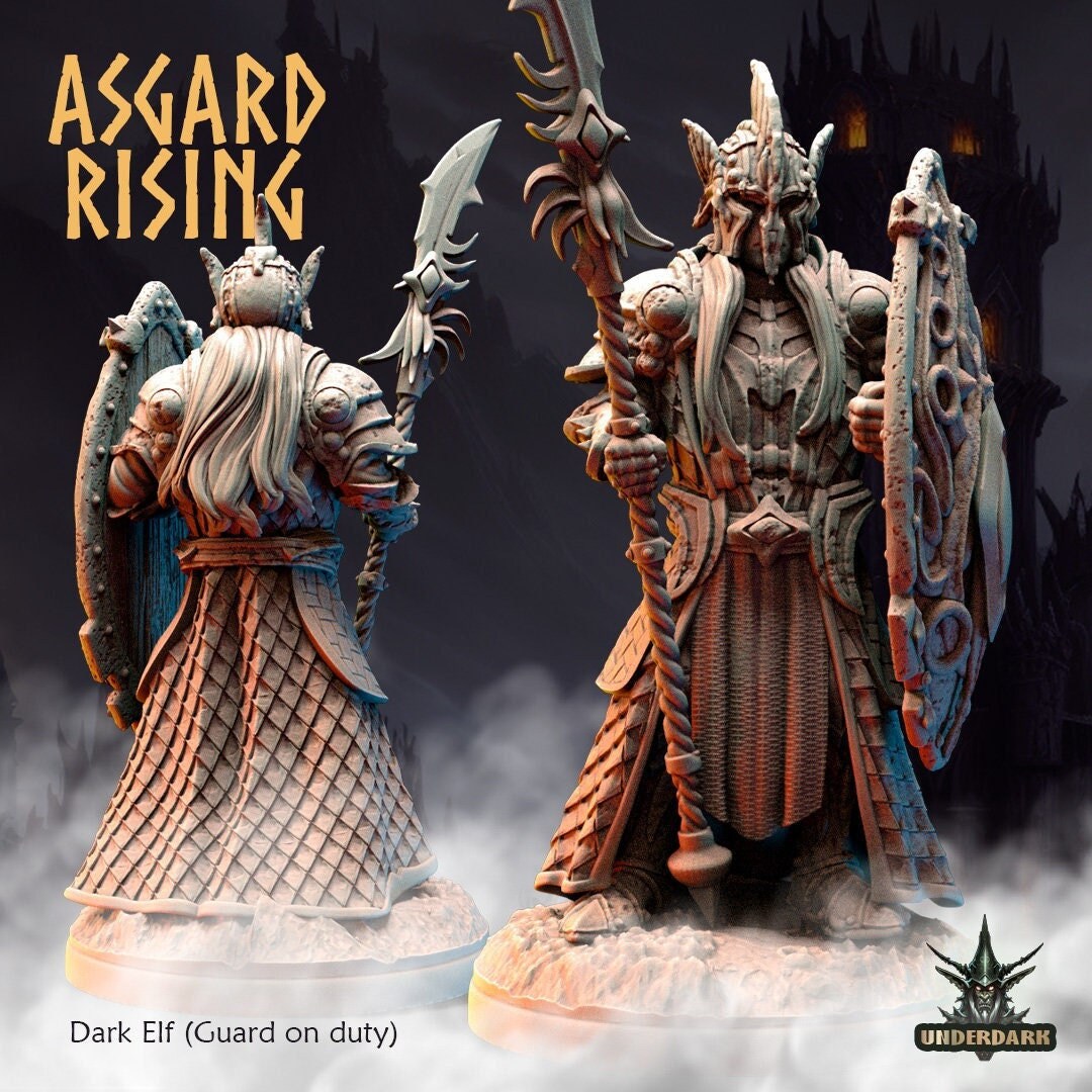 Dark Elf Guard on Duty Dnd Miniature for RPG Tabletop 32 Mm Heroic ...