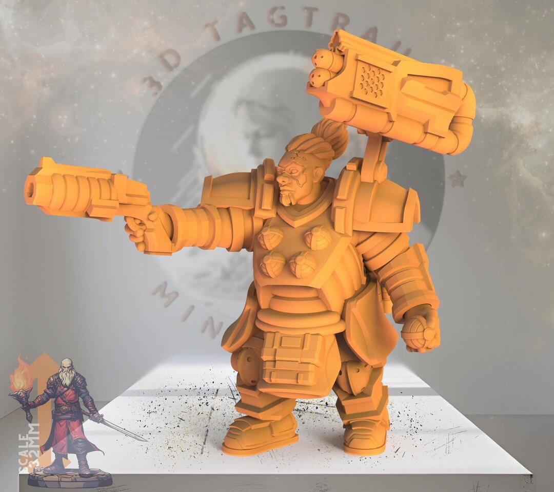 Sci-fi Dwarf Heavy Demolition Freya Miniature 32 Mm Resin Figure for ...