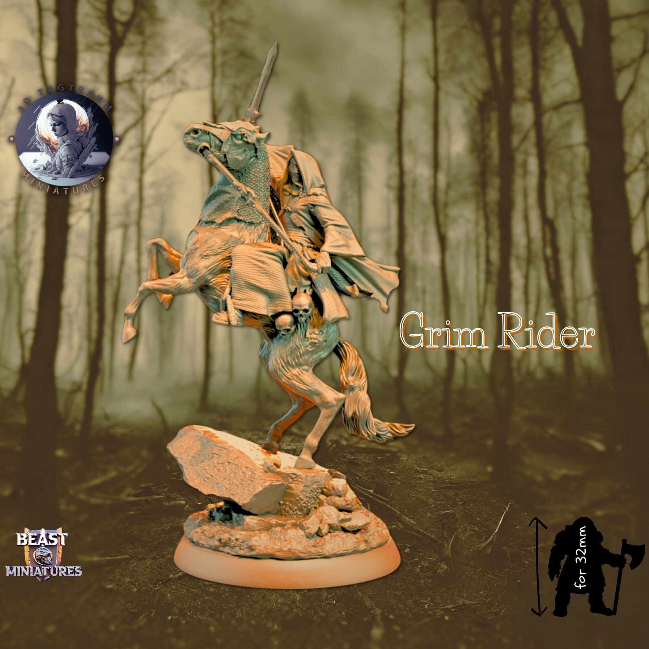 Dnd Skeleton Rider Grim Rider: Undead Warrior With Magical Sword on a ...