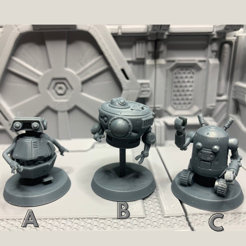 Sci-fi Droid Trio Tabletop Minis for Dnd Futuristic Gaming Small Robots ...