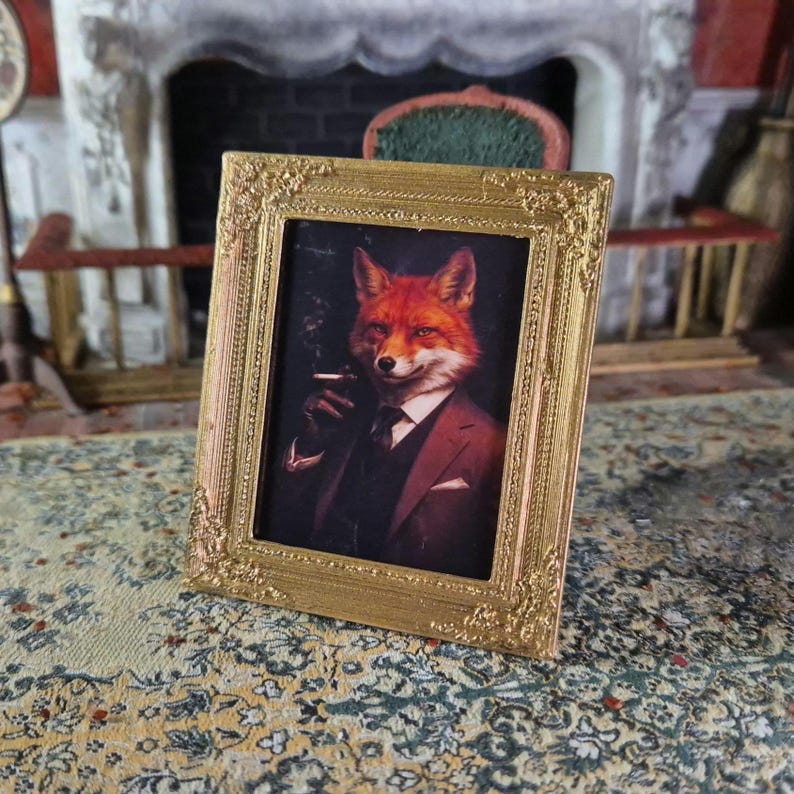 Gentleman Fox Painting for Doll House - Etsy UK