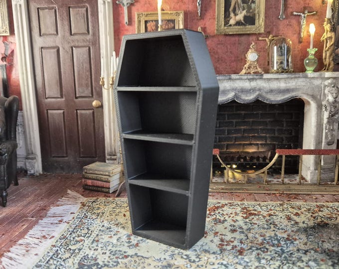 COFFIN Halloween Dollhouse Bookcase – 1:12 DIY Vampire Coffin Halloween ...