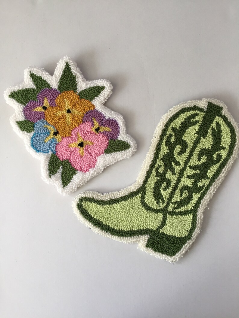Punch Needle Wall Hanging Cowgirl Boot, Punch Needle Embriodery Home ...