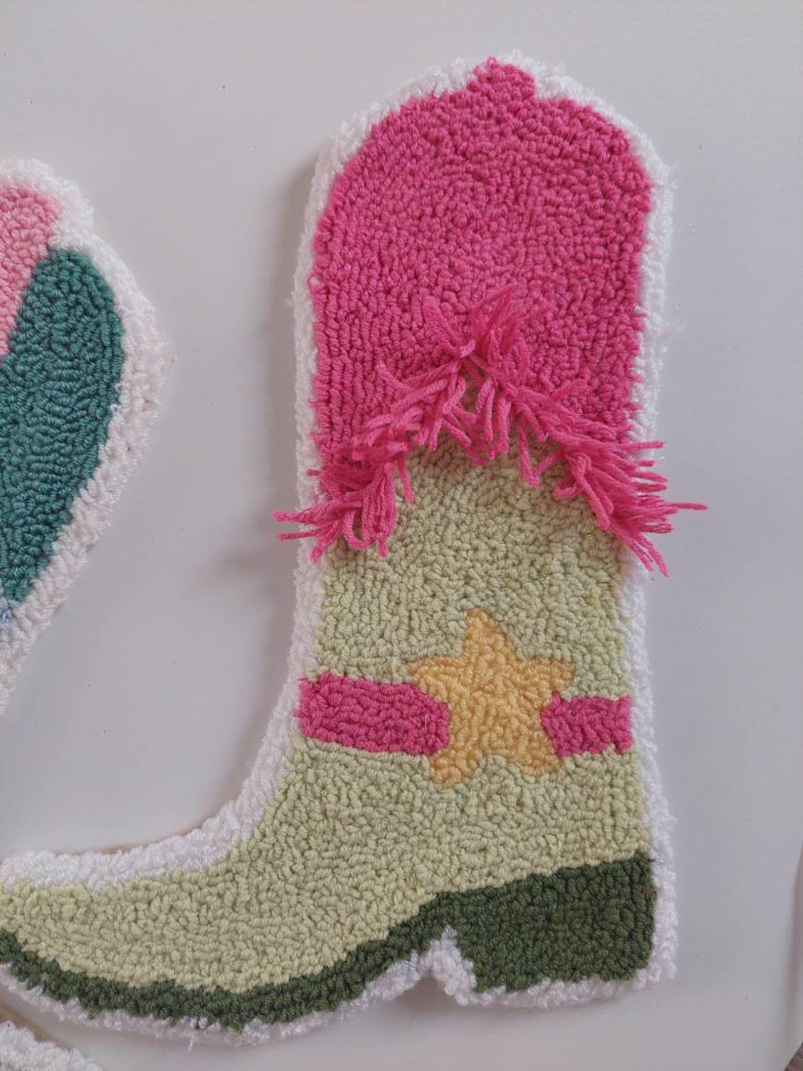 Punch Needle Wall Hanging Cowgirl Boot Tufted Wall Decor - Etsy