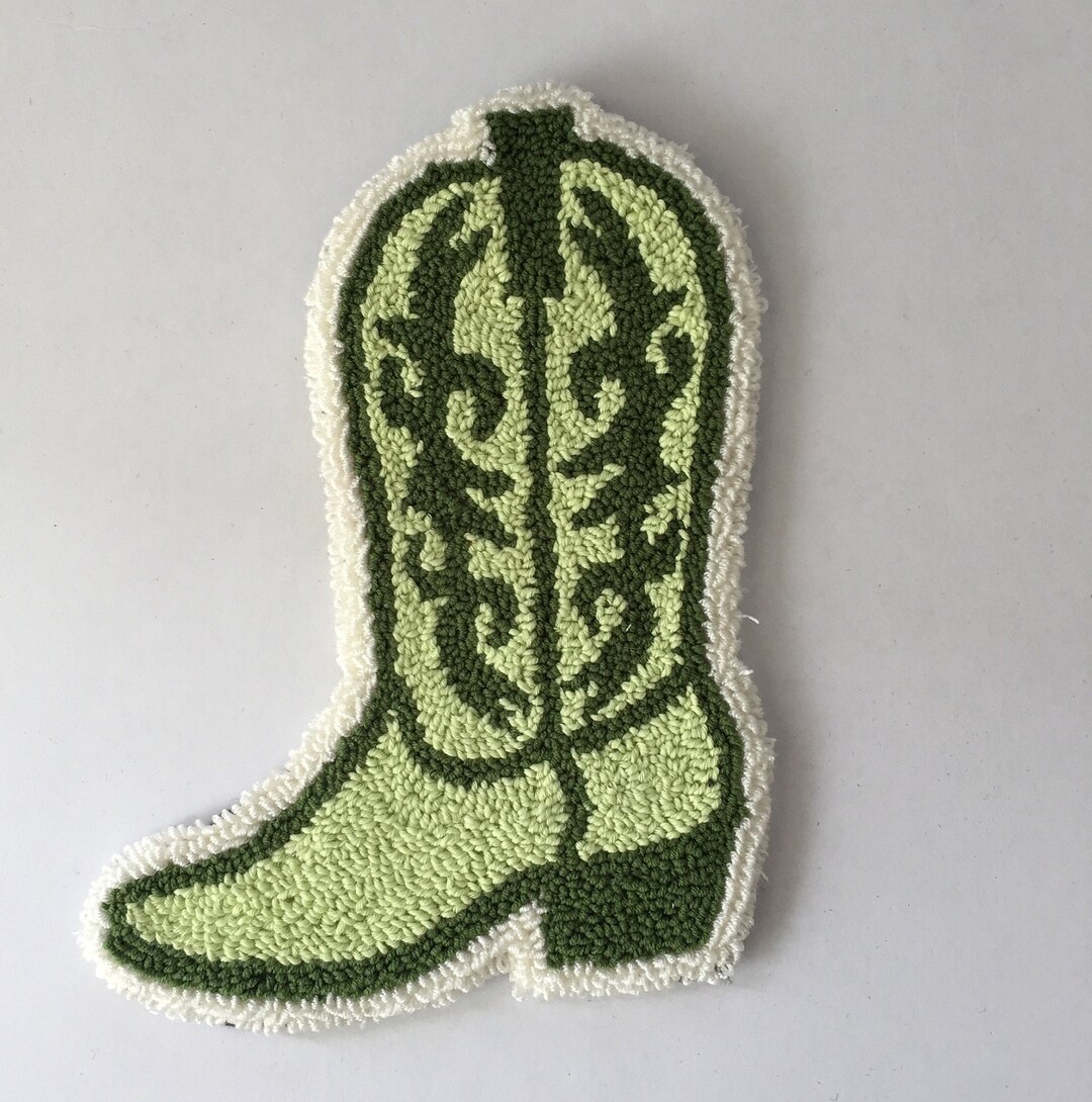 Punch Needle Wall Hanging Cowgirl Boot, Punch Needle Embriodery Home ...