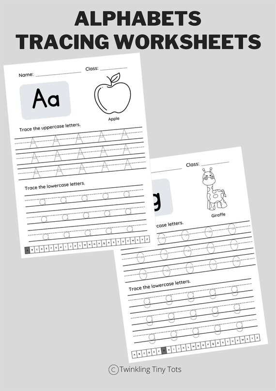 26 Letters Alphabets Tracing Worksheet / Color and Trace - Etsy