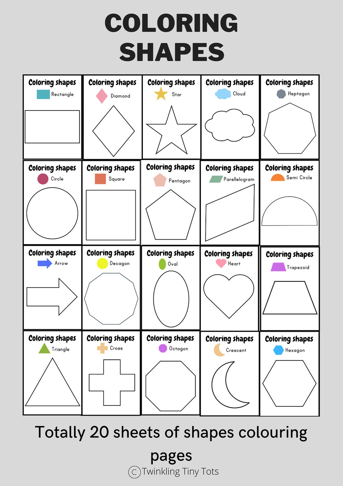 Colouring Shapes Worksheets for Kids/colouring Pages/kindergarten ...