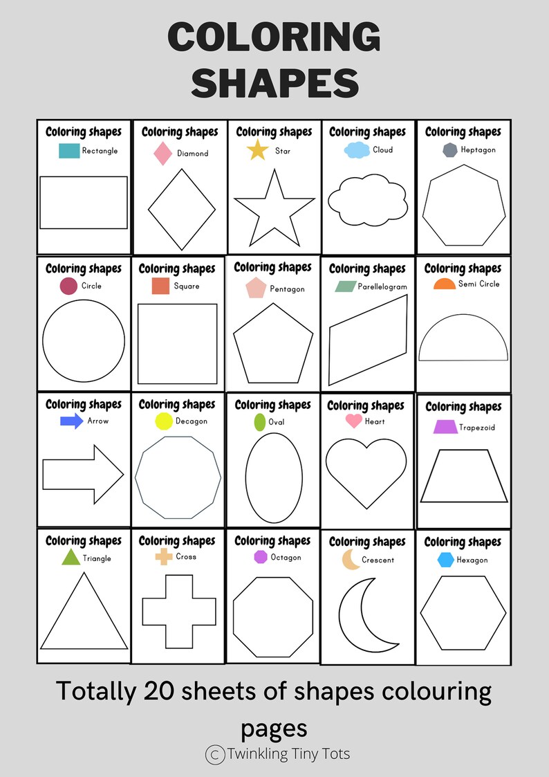 Colouring Shapes Worksheets for Kids/colouring Pages/kindergarten ...