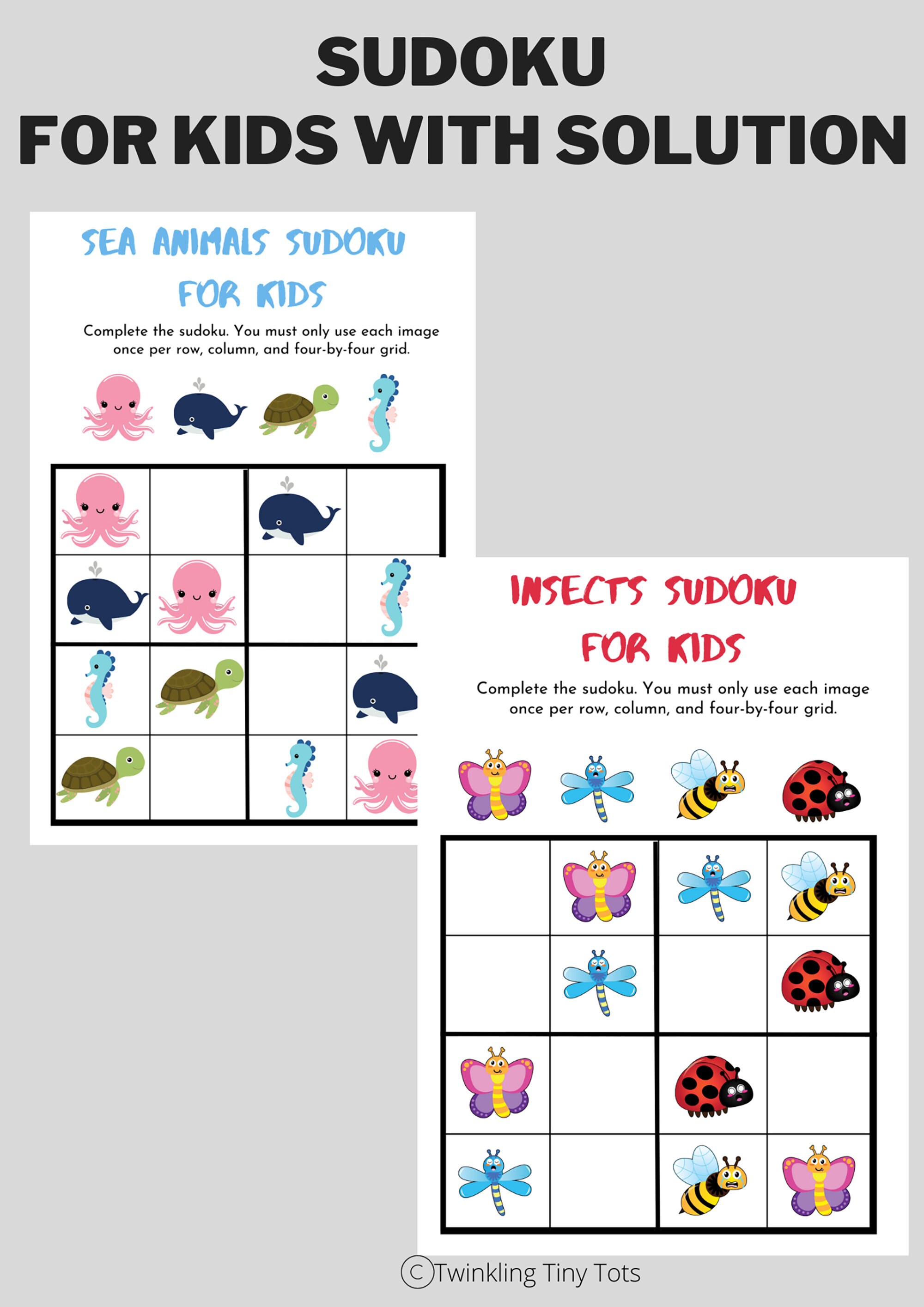 SUDOKU FOR Kids/sudoku Puzzle for Kids/kindergarten/preschool - Etsy