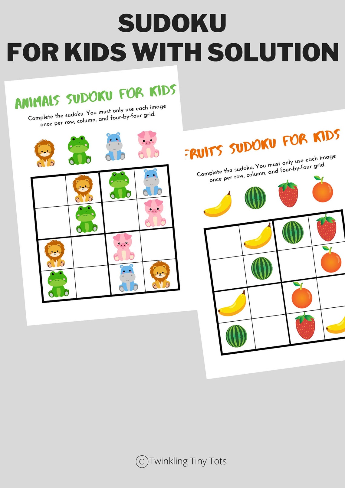 SUDOKU FOR Kids/sudoku Puzzle for Kids/kindergarten/preschool - Etsy