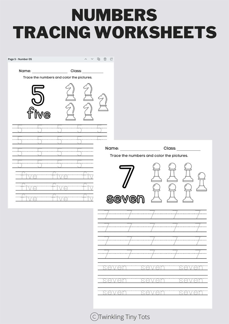 Numbers Tracing Worksheets 1 20 / Color and Trace Numbers - Etsy