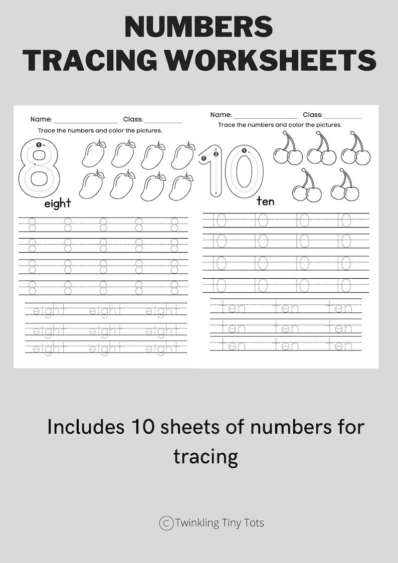 Numbers Tracing Worksheets / Handwriting Practice / Kids - Etsy