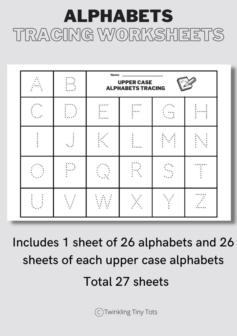 Upper Case Alphabets Tracing. Handwriting Practice. Alphabets - Etsy