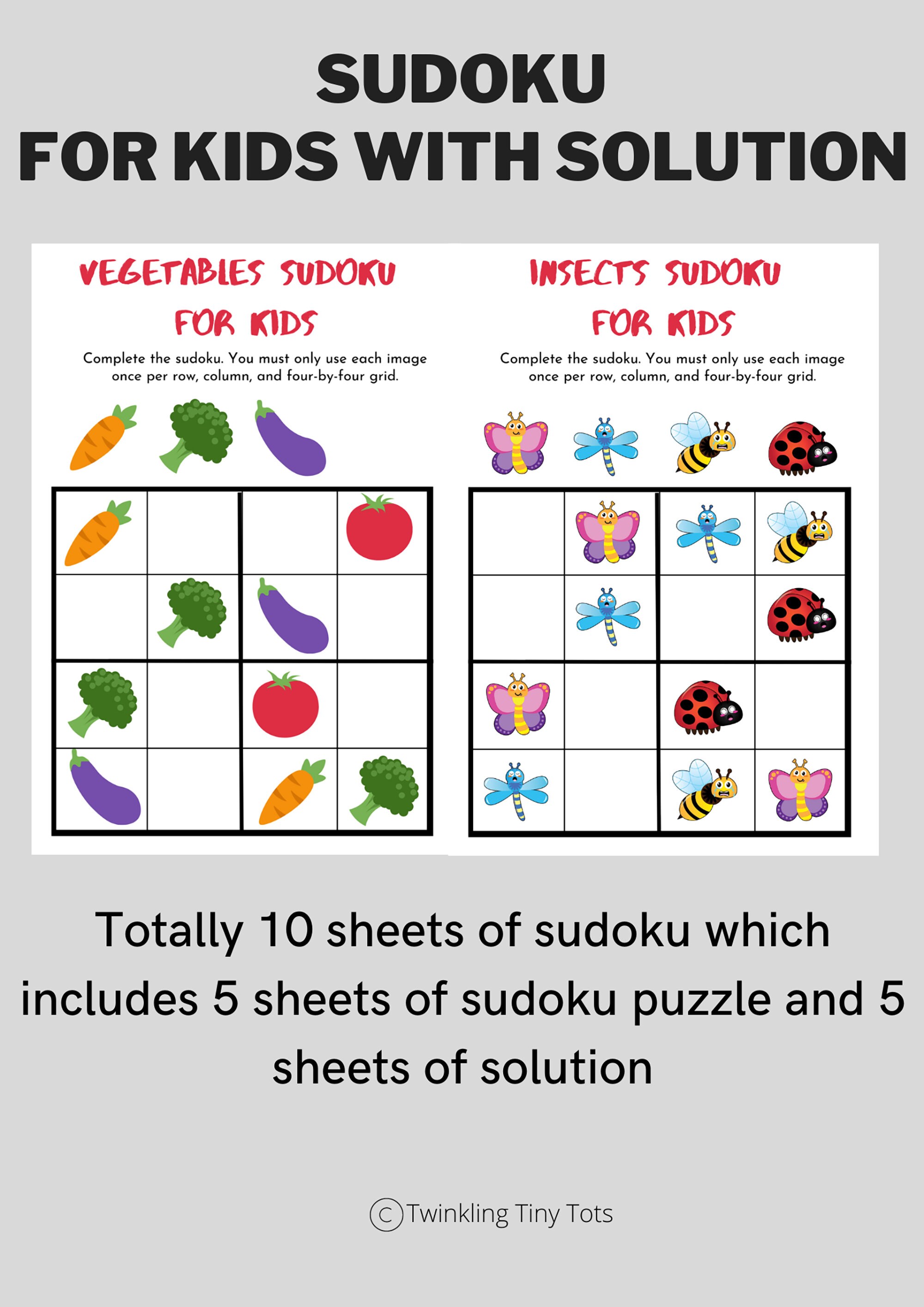 SUDOKU FOR Kids/sudoku Puzzle for Kids/kindergarten/preschool - Etsy