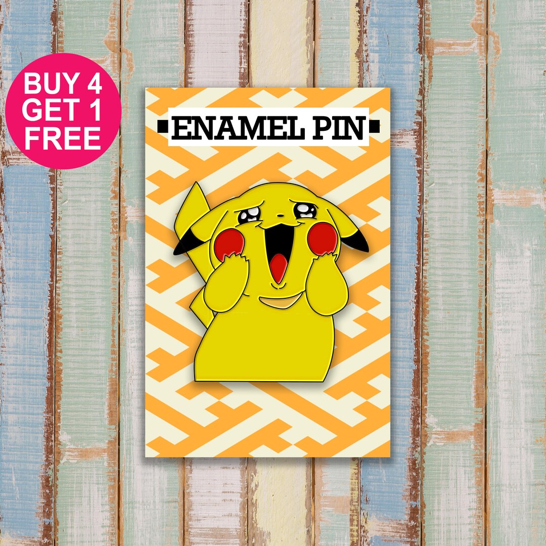 Happy Pika Custom Enamel Pin Cartoon Kawaii Enamel Pins Anime Pin ...