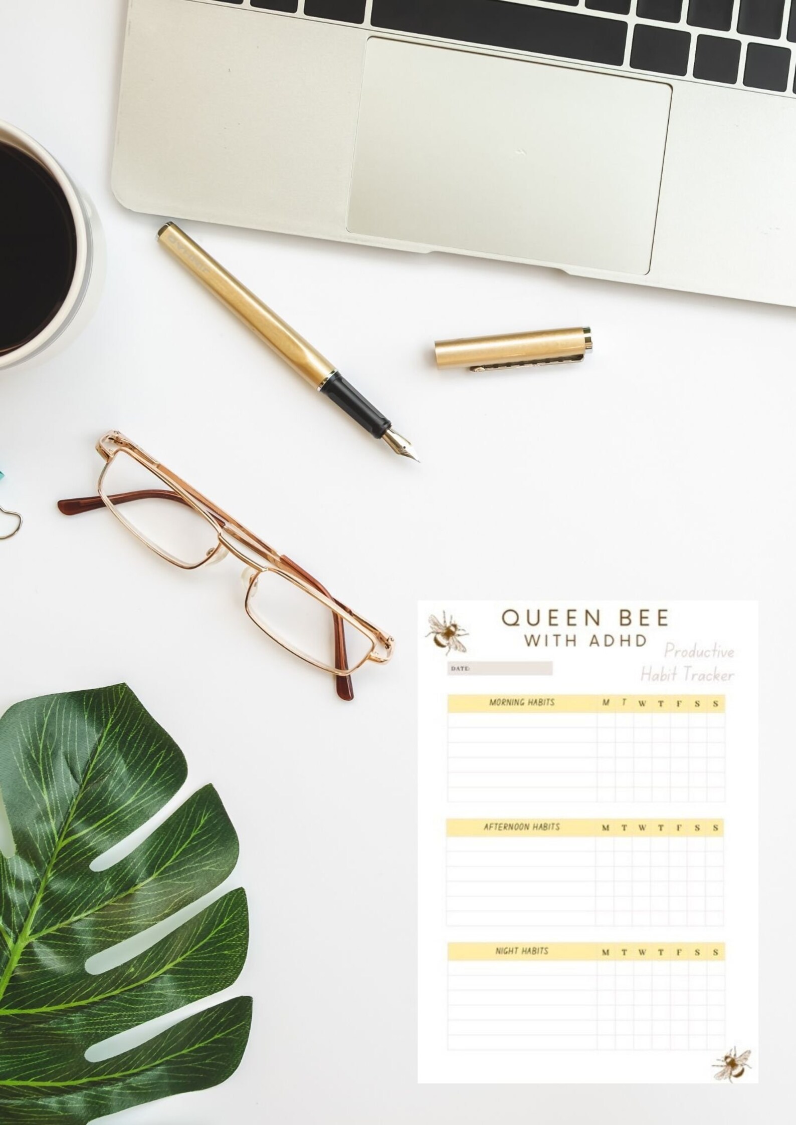 Queen Bee With ADHD Productive Habit Tracker | Planner | Daily Habits ...