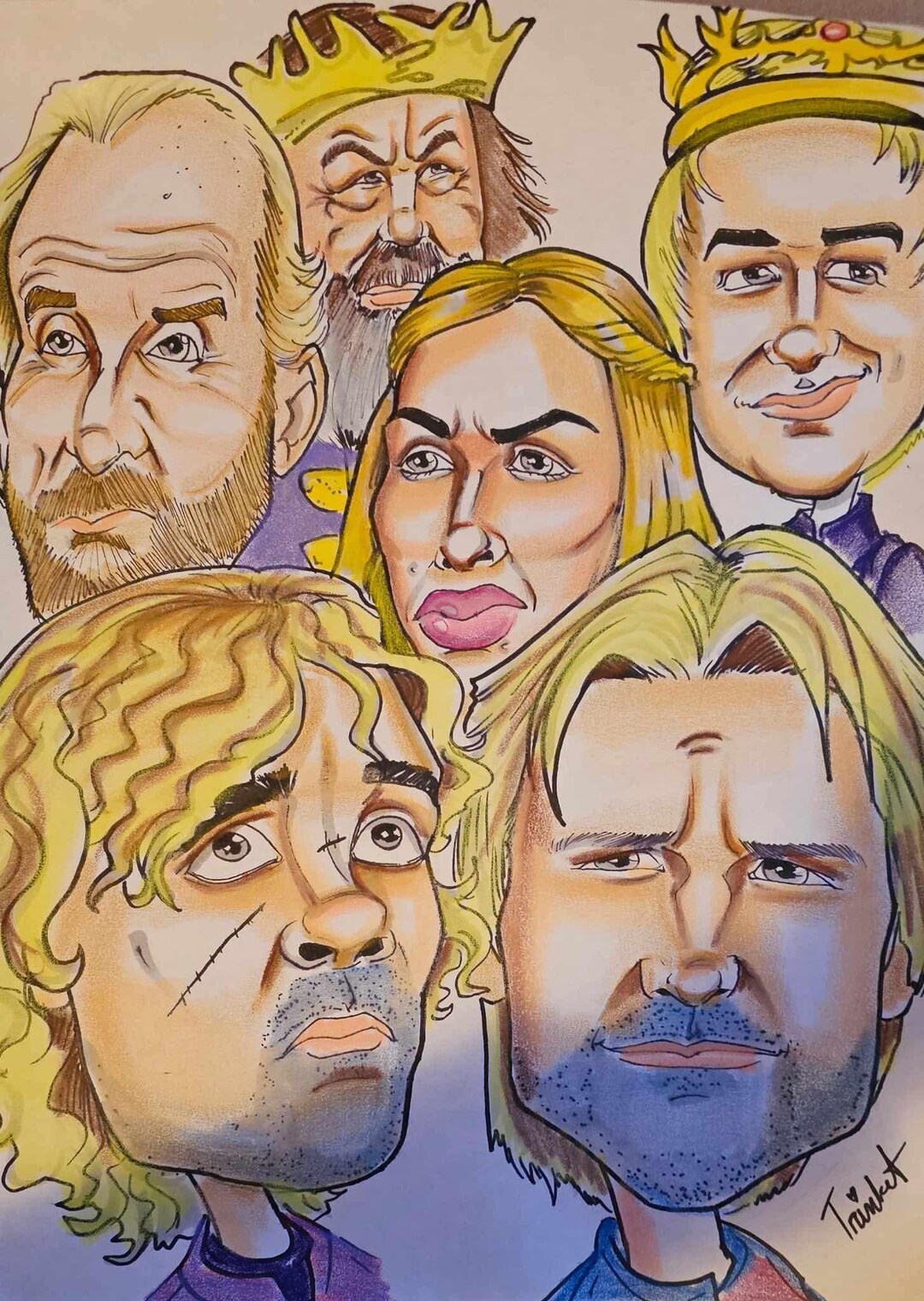 Caricature Portrait- 5 Faces in Color - Etsy